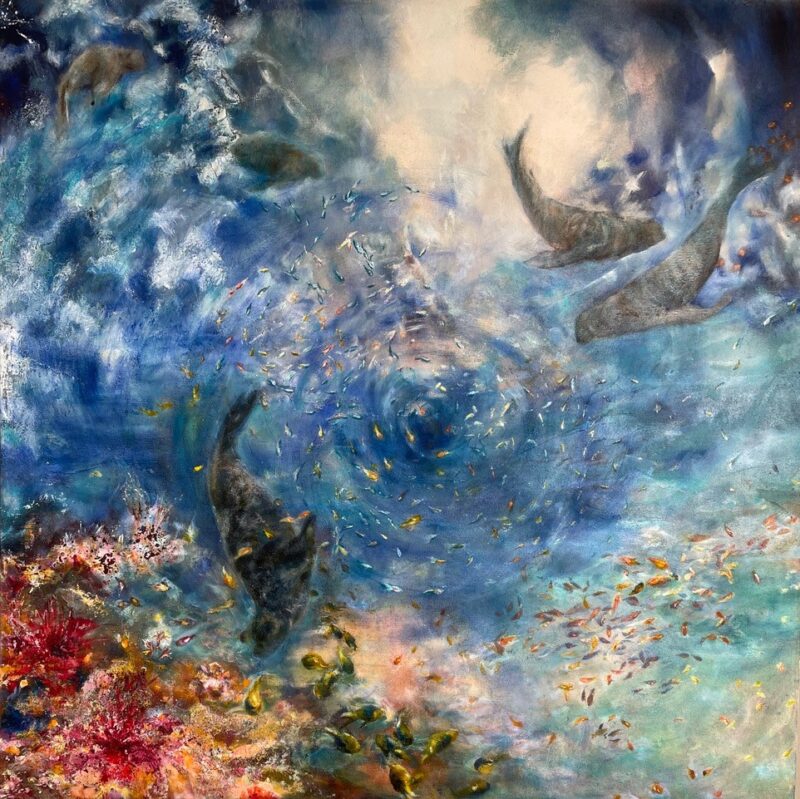 Underwater carousel Oil and mixed media on canvas - 90cm x 90cm - Sold ...